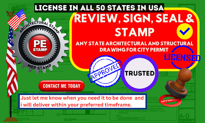 Do architectural stamp, mep stamp, pe stamp, mechanical stamp usa city ...