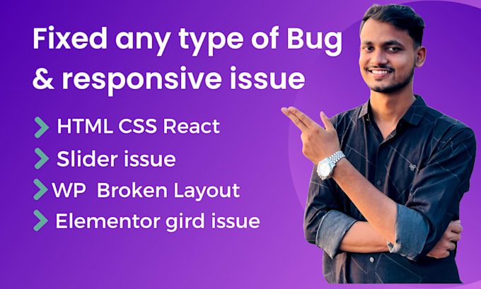 Solve html css react wordpress and wix responsive bug fixing by Maimun54 | Fiverr