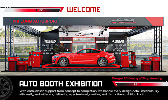 Design your auto trade show booth by Namartdrawing | Fiverr
