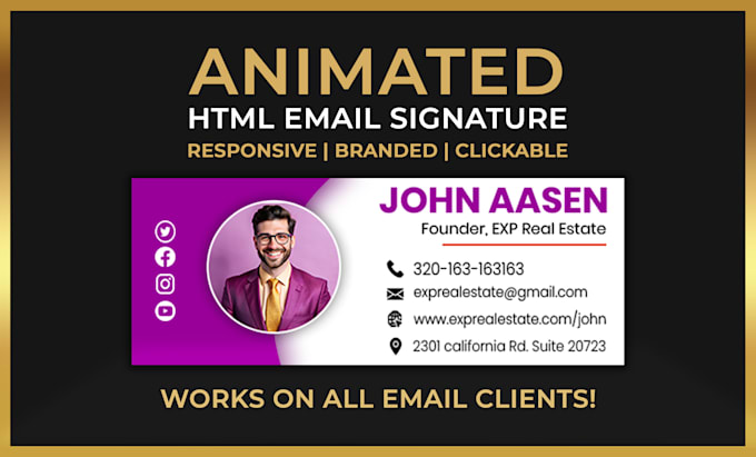 Boost your emails with a professional animated html email signature by Designer_sroy | Fiverr