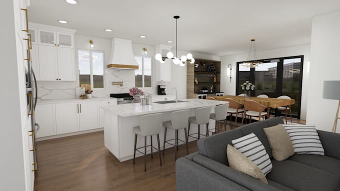 Create stunning kitchen design, interior design, 2d layout by ...