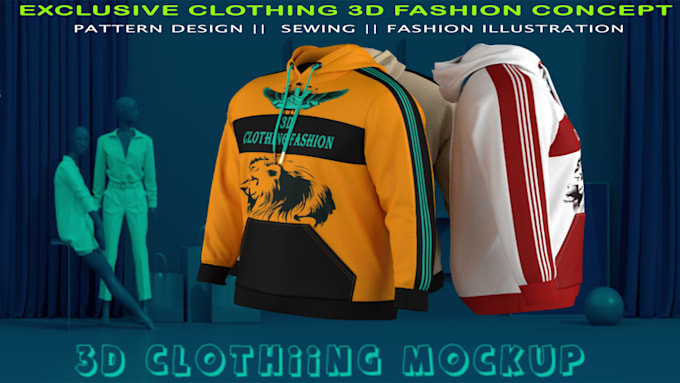 Provide the clothing sewing pattern, 3d mockup, tech pack by ...