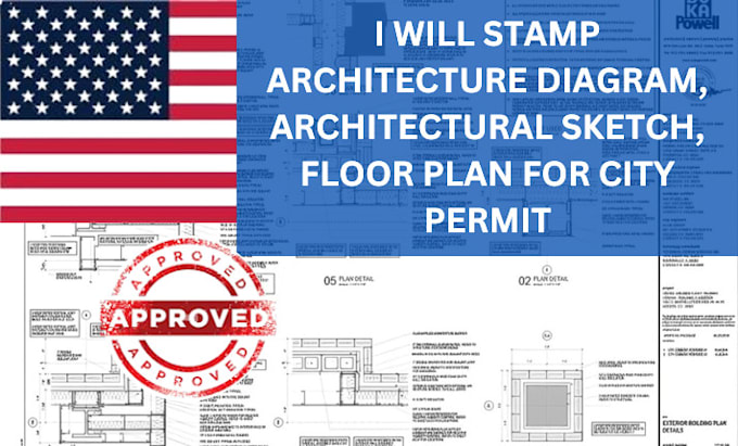 Stamp architecture diagram, architectural sketch, floor plan for city ...