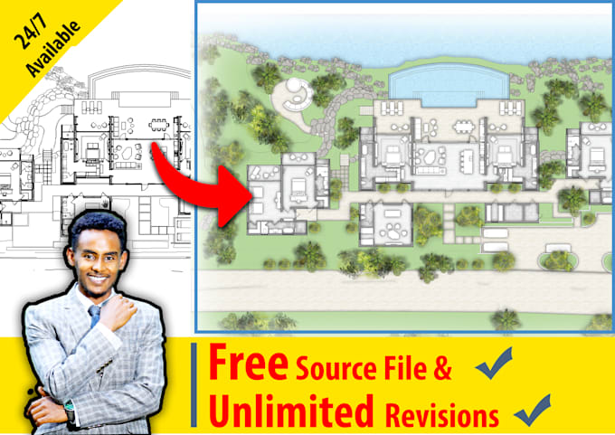 Ground floor site plan rendering with detailed visualization by Alemu ...