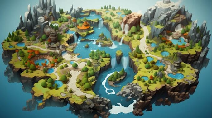 3d game map, unreal engine map,world map,fantasy map,isometric map,fortnite map by Lantyking ...