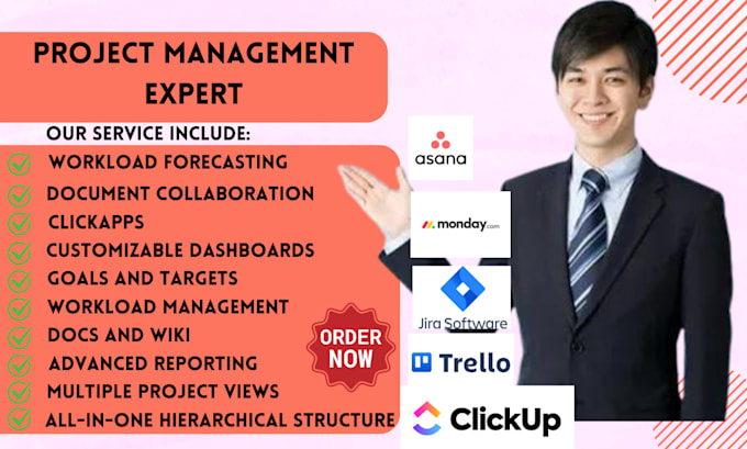 Setup trello asana monday jira clickup basecamp project management automation by Javisconcept ...