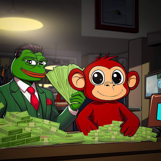 Design memecoin characters, solana illustration,2d memecon art, crypto ...