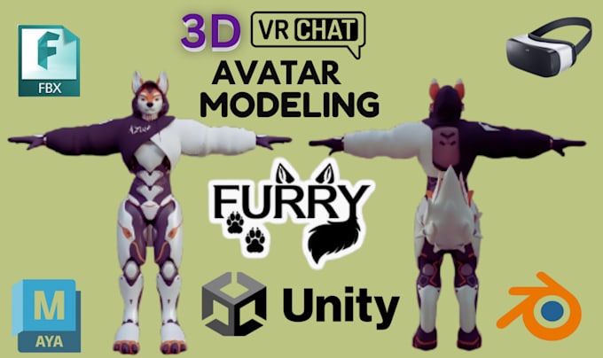Create custom vrchat avatar, vrchat avatar 3d model furry avatar by ...
