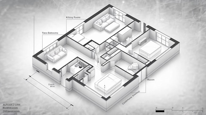 Draft 2d architectural floor plan drawing in autocad and elevation ...