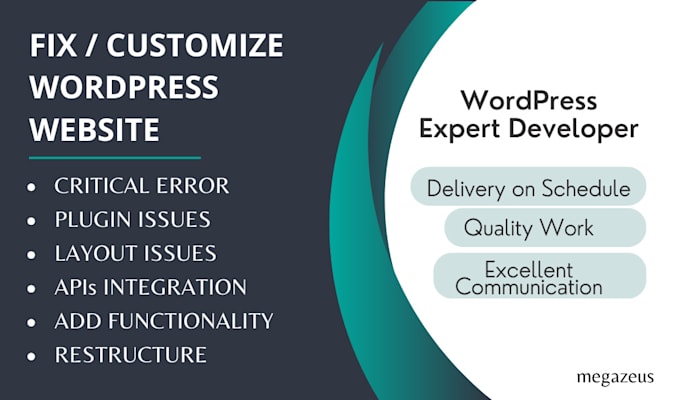 Fix wordpress errors, bugs, crashes, edit customize plugin by Megazeus ...