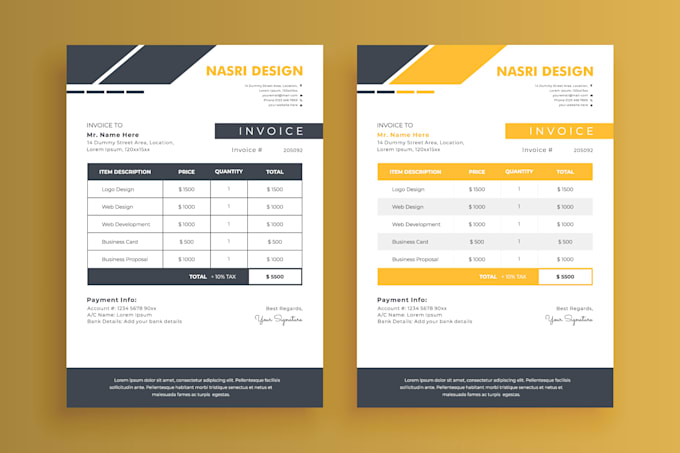 Do invoice design order form letterhead and presentation folder by Ghraphicpro | Fiverr