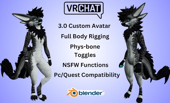 Create vrchat avatar furry fursona avatar, vrc vr character nfsw 3d vtuber model by John_se1 ...
