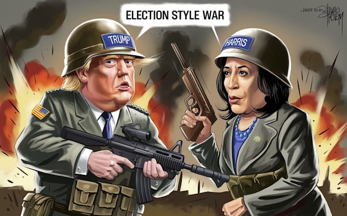 Draw your editorial political cartoon in any style by Mannamerab | Fiverr