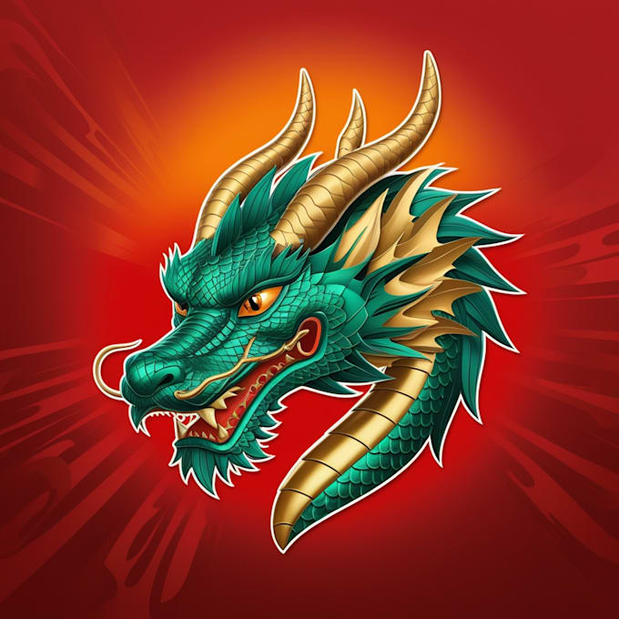 Do custom asian dragon head mascot logo design by Paulinecash | Fiverr