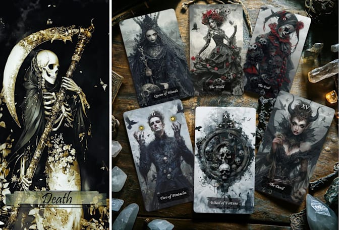 Draw custom tarot cards game design oracle zodiac playing game card ...