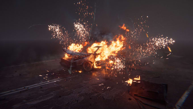 Do a 3d vfx fire explosion, cgi animation, smoke effect, visual effect ...