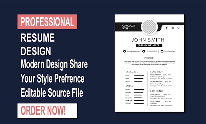 Create a modern eye catching resume by Graphixa9 | Fiverr