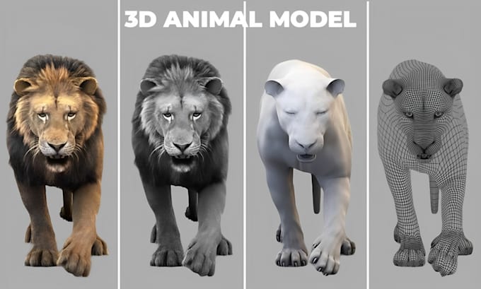Do realistic 3d animal model fur xgen 3d texturing animal animation 3d ...