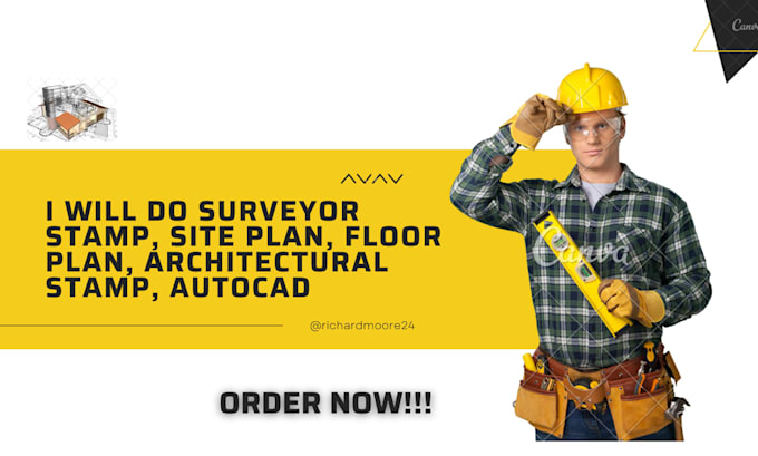 Do surveyor stamp, site plan, floor plan, architectural stamp, autocad ...