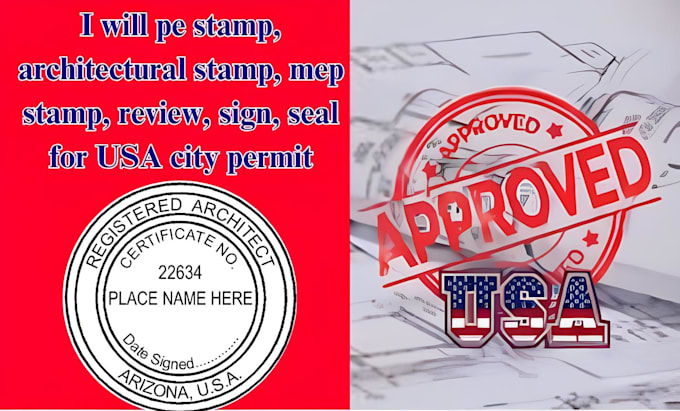 Pe stamp draw architectural mep stamp review sign seal for usa city ...