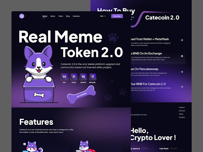 Meme coin landing page design meme coin website redesign crypto website ...