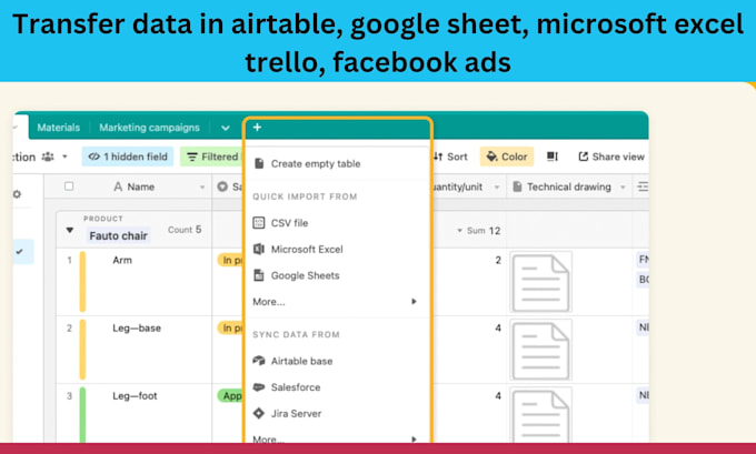 Transfer data in airtable, google sheet, microsoft excel, trello, facebook ads by Festus_project ...