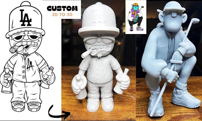 Convert 2d to 3d custom 3d image character model from 2d to 3d for ...