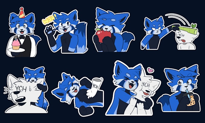 Draw custom furry telegram sticker, animated telegram discord sticker ...