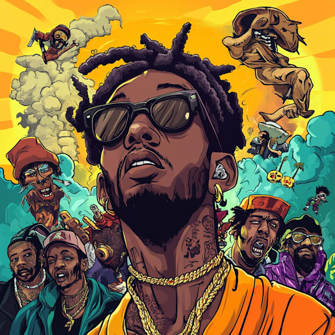 Design dope cartoon album cover, mixtape or single cover art by Mariown ...