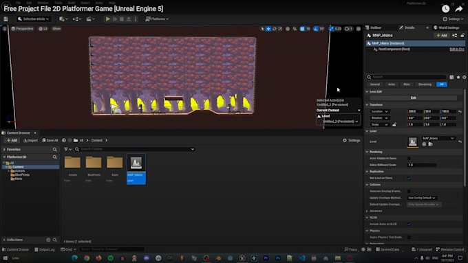 Do 2d game develoment ue4 ue5 puzzle platformer side scroller level design game by Khadj ...