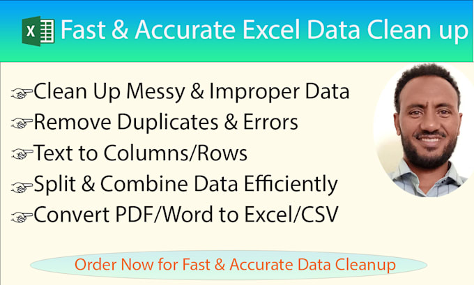 Clean, organize, merge, or split your excel or csv data by Excelexperthq | Fiverr
