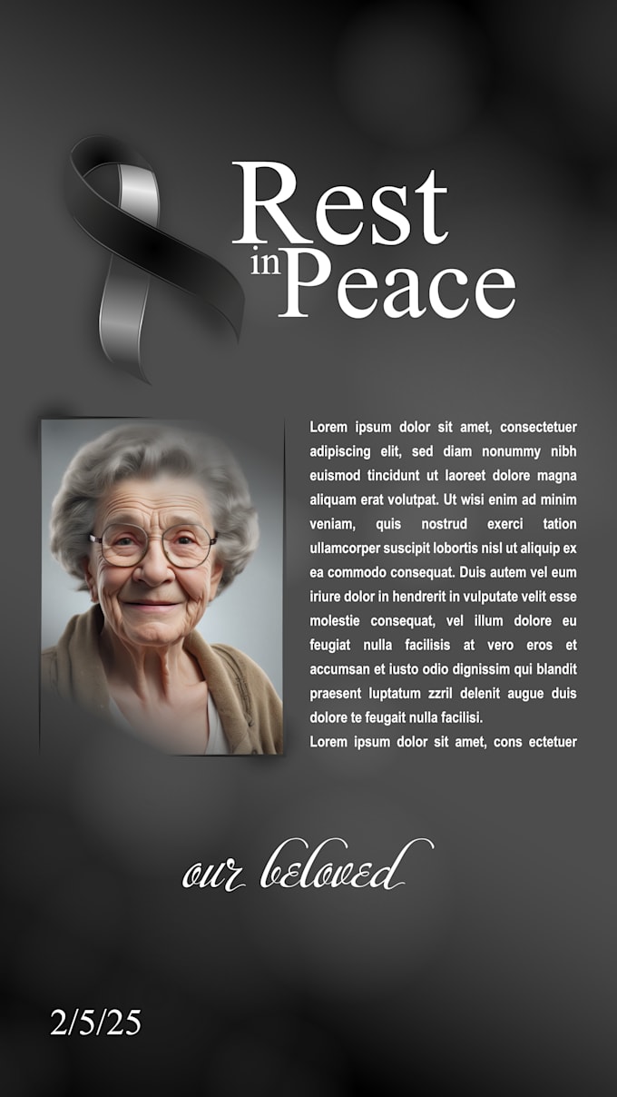 Do a gorgeous mourning image with the photo of your loved one, ready to ...