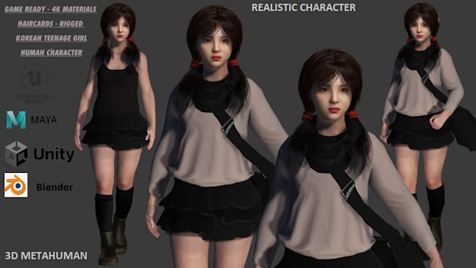 Make 3d realistic character, 3d metahuman, daz 3d character for game and movies by Ezekielxima ...