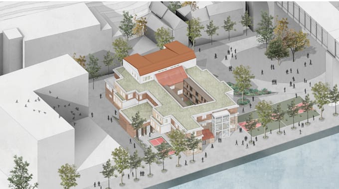 Create architectural collage illustration, render, visualization in ...