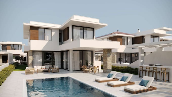 Visualize luxurious 3d cgi interior,exterior villa,living room cad ...