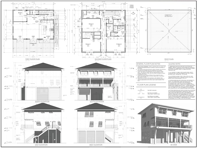 Draw architectural floor plans, elevations and sections in autocad by Sameer_ali24 | Fiverr