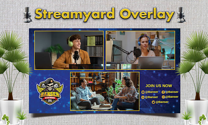 Design streamyard overlay, obs and podcast overlay by Rafiq96 | Fiverr