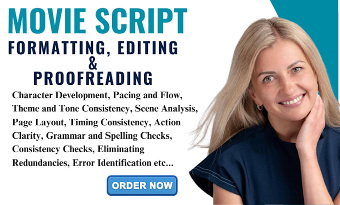 Do movie script, screenplay formatting, editing and proofreading to final draft by Ninascripts ...