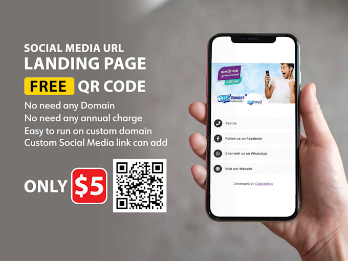 Do custom landing page with lifetime hosted and free qr code by ...