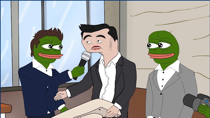 3d meme coin animation, pepe emote, wajoke pepe art, 2d character ...