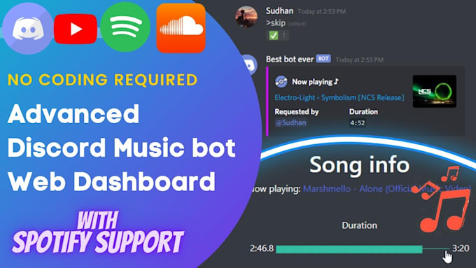 Develop telegram music bot, discord music bot, streaming bot, youtube ... Develop telegram music bot, discord music bot, streaming bot, youtube ...