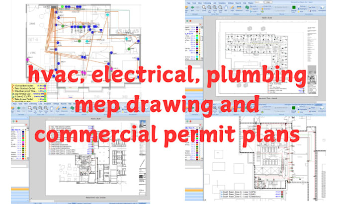 Draw electrical, hvac, plumbing and mep drawing and commercial permit ...