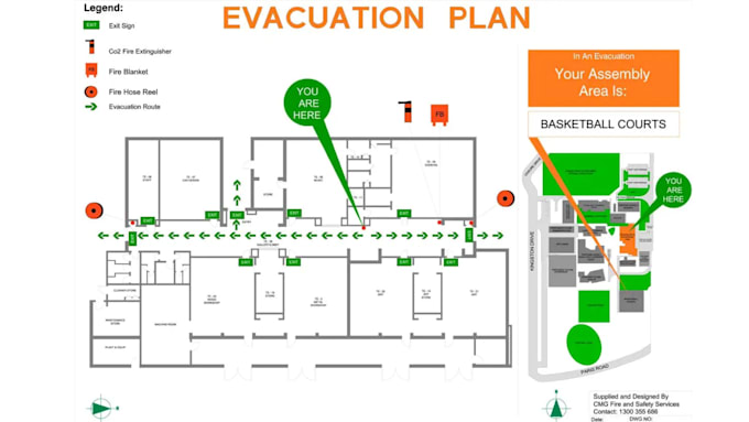 Draw custom fire emergency, evacuation route for architectural plan by Jimmy_marhtins | Fiverr