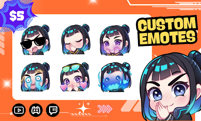 Draw twitch emotes, chibi emotes, animated emotes, sub badges for ...