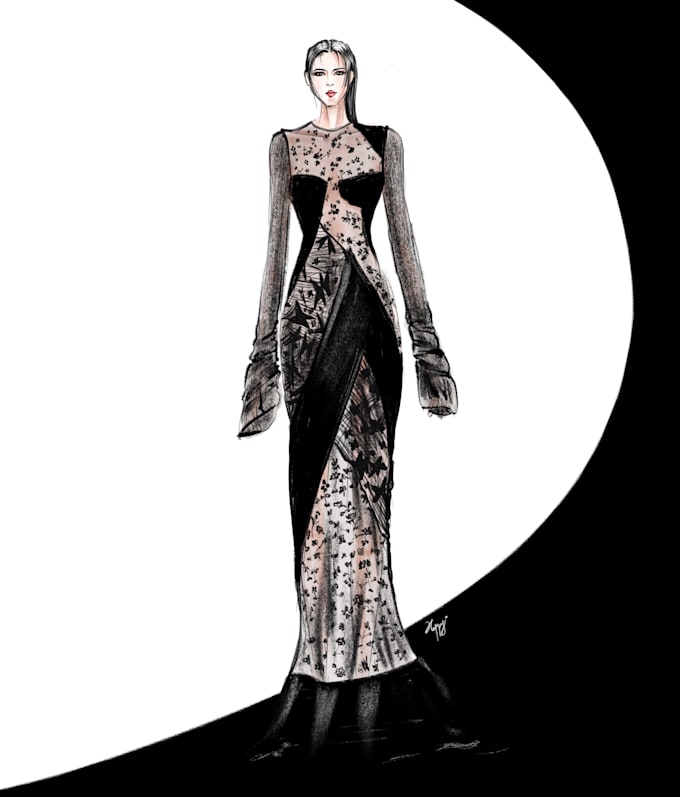 Draw elegant digital fashion illustration by Hoppyart_ | Fiverr