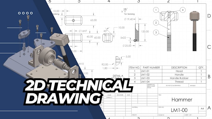 Do 2d technical drawings for manufacturing by Zahrahfauziah | Fiverr