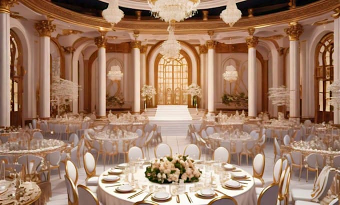 Design 3d event space event center hall design with 3d modelling and ...