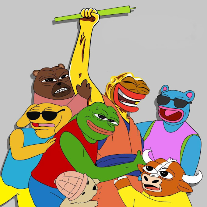 Create 2d meme art character design meme art animation 2d crypto meme ...