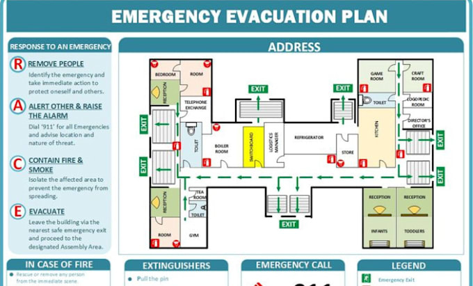 Design fire evacuation plan, diagram, emergency and egress plan by ...