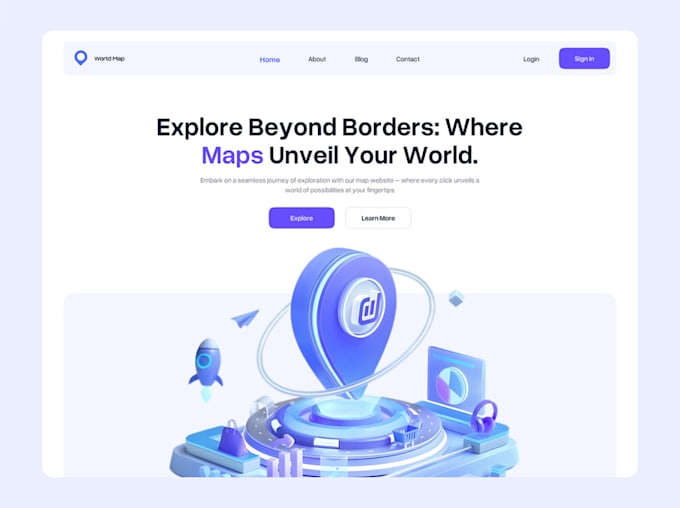 World map website landing page design by Abdulmoiz125 | Fiverr